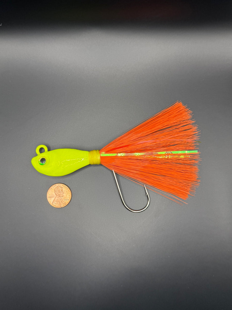 Swing Hook Bucktail - Chartreuse & Orange – Northeastern Tackle Company